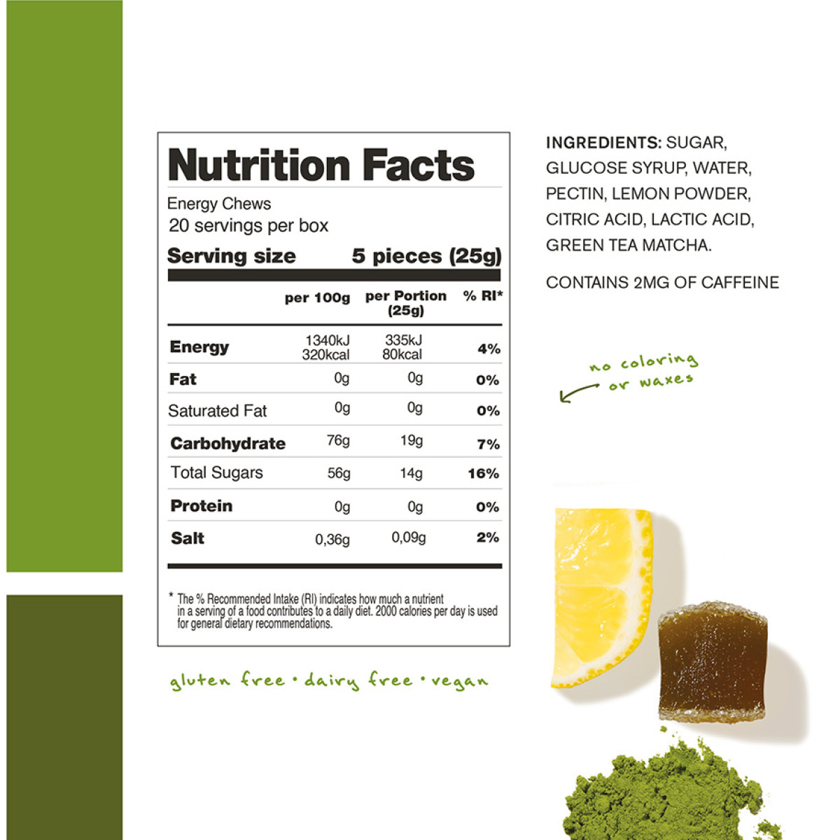 Skratch Labs Energy Sport Fuel Chews | 50 g | Matcha - Lemon | Velonova